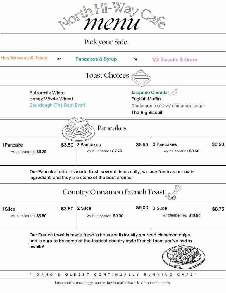 MENU — North Hi-Way Cafe