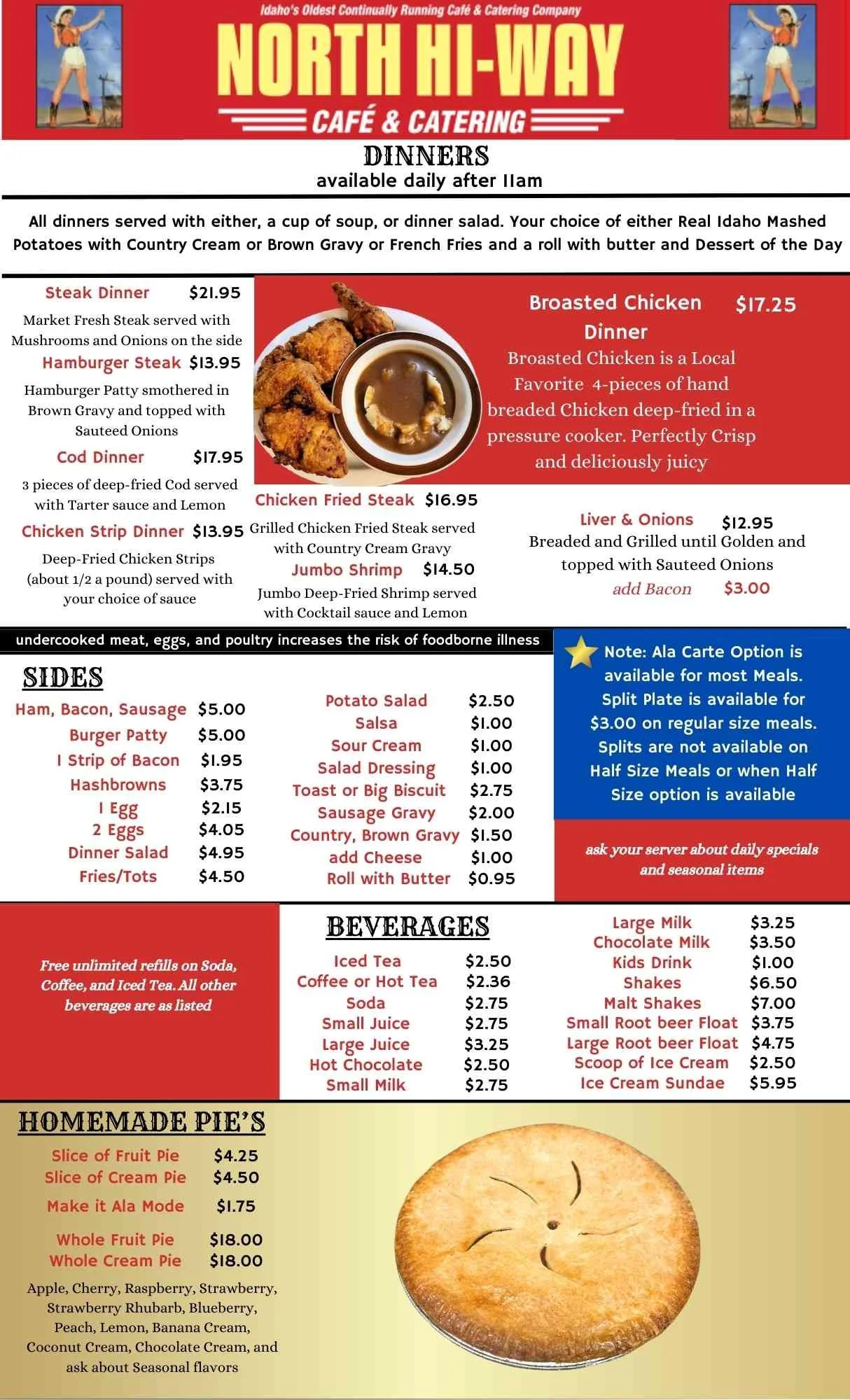 CAFE MENU — North Hi-Way Cafe