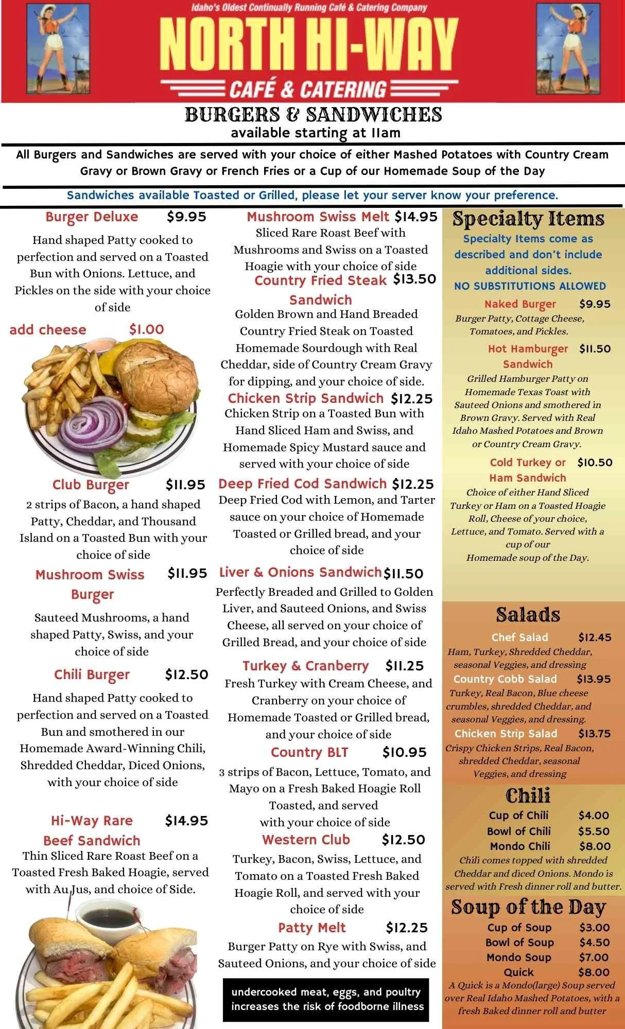 CAFE MENU — North Hi-Way Cafe