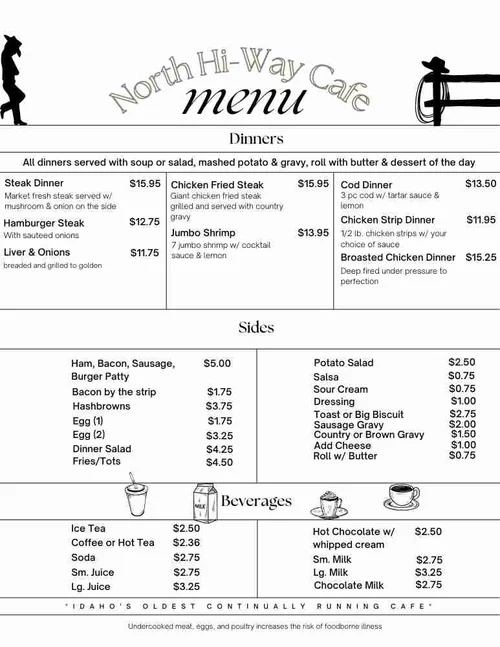MENU — North Hi-Way Cafe