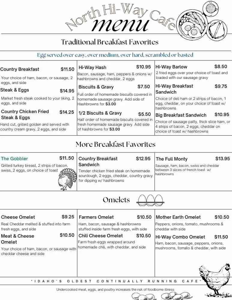 MENU — North Hi-Way Cafe