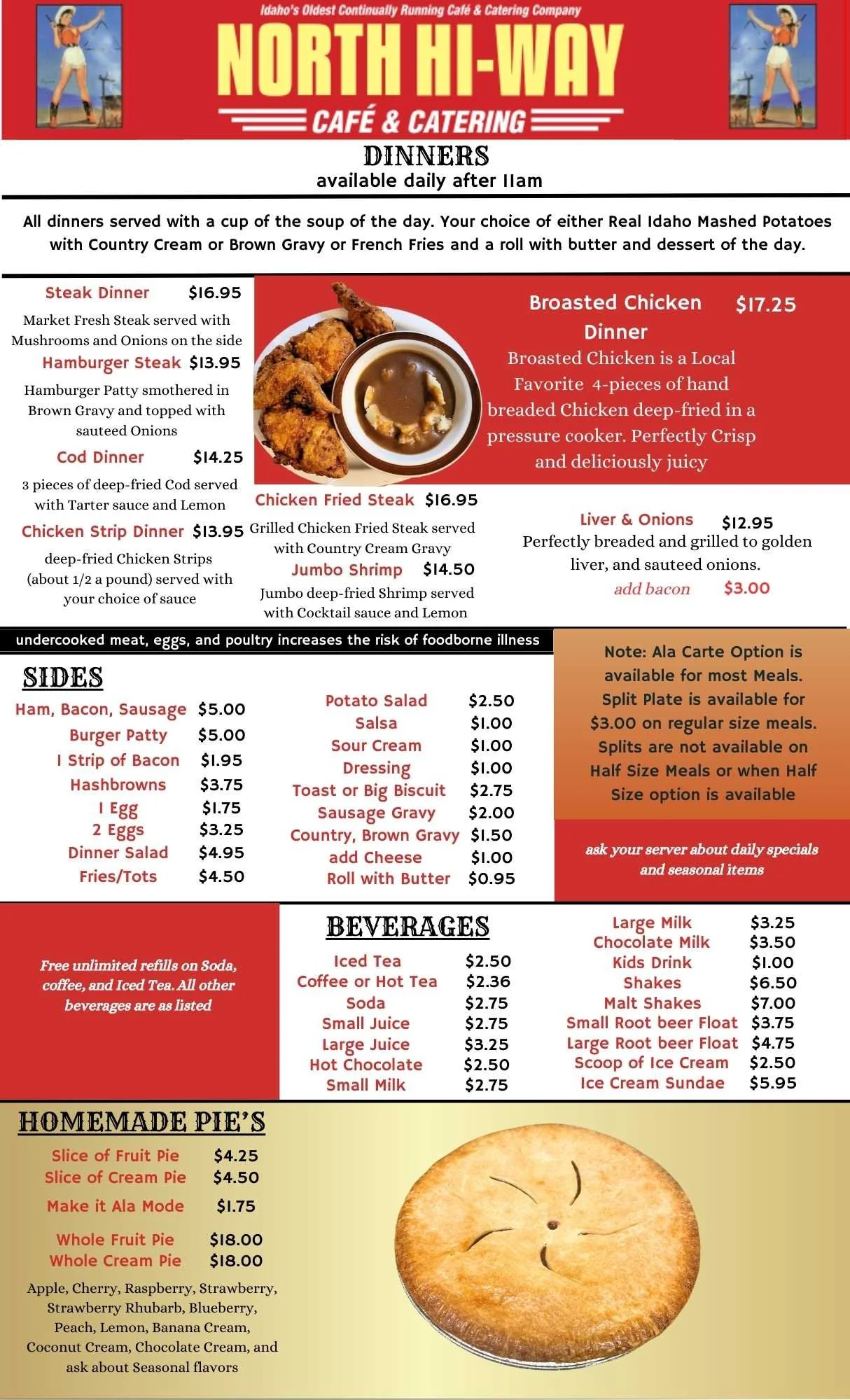 CAFE MENU — North Hi-Way Cafe