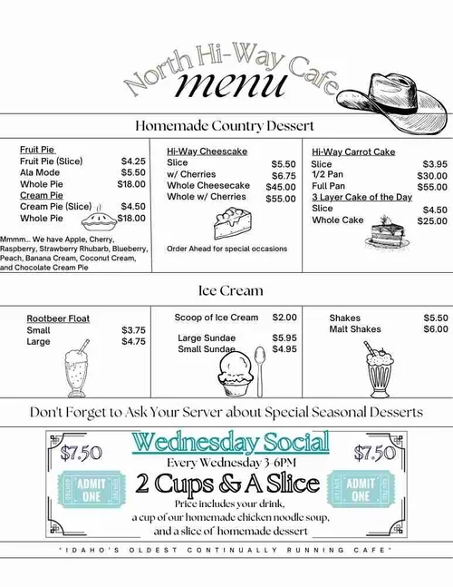 MENU — North Hi-Way Cafe