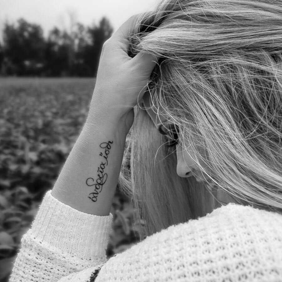 Greek Calligraphy Tattoos | Molly Suber Thorpe