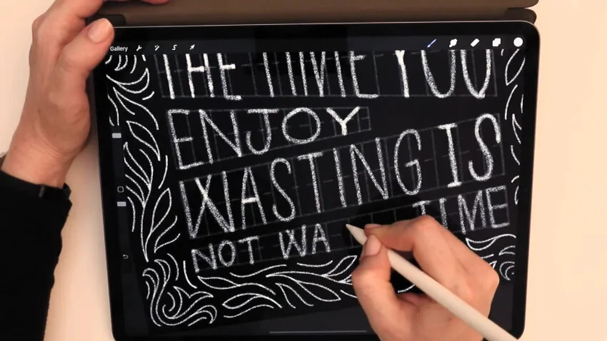 Video Tutorial: Procreate Chalk Brush Lettering Brush Kit | Molly Suber ...