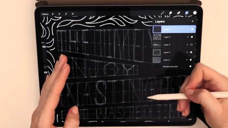 Video Tutorial: Procreate Chalk Brush Lettering Brush Kit | Molly Suber ...