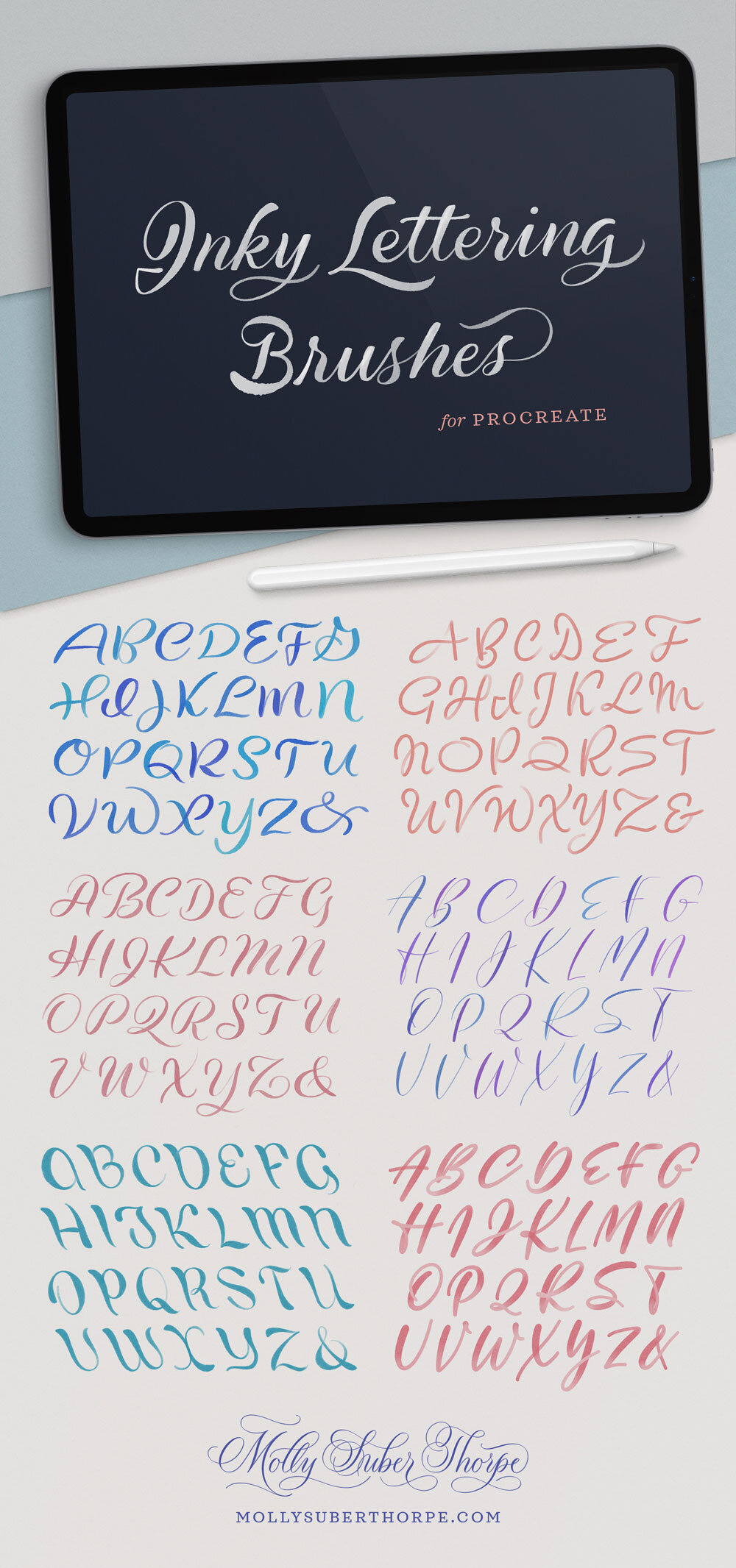 Inky Lettering Procreate Brush Pack | Molly Suber Thorpe