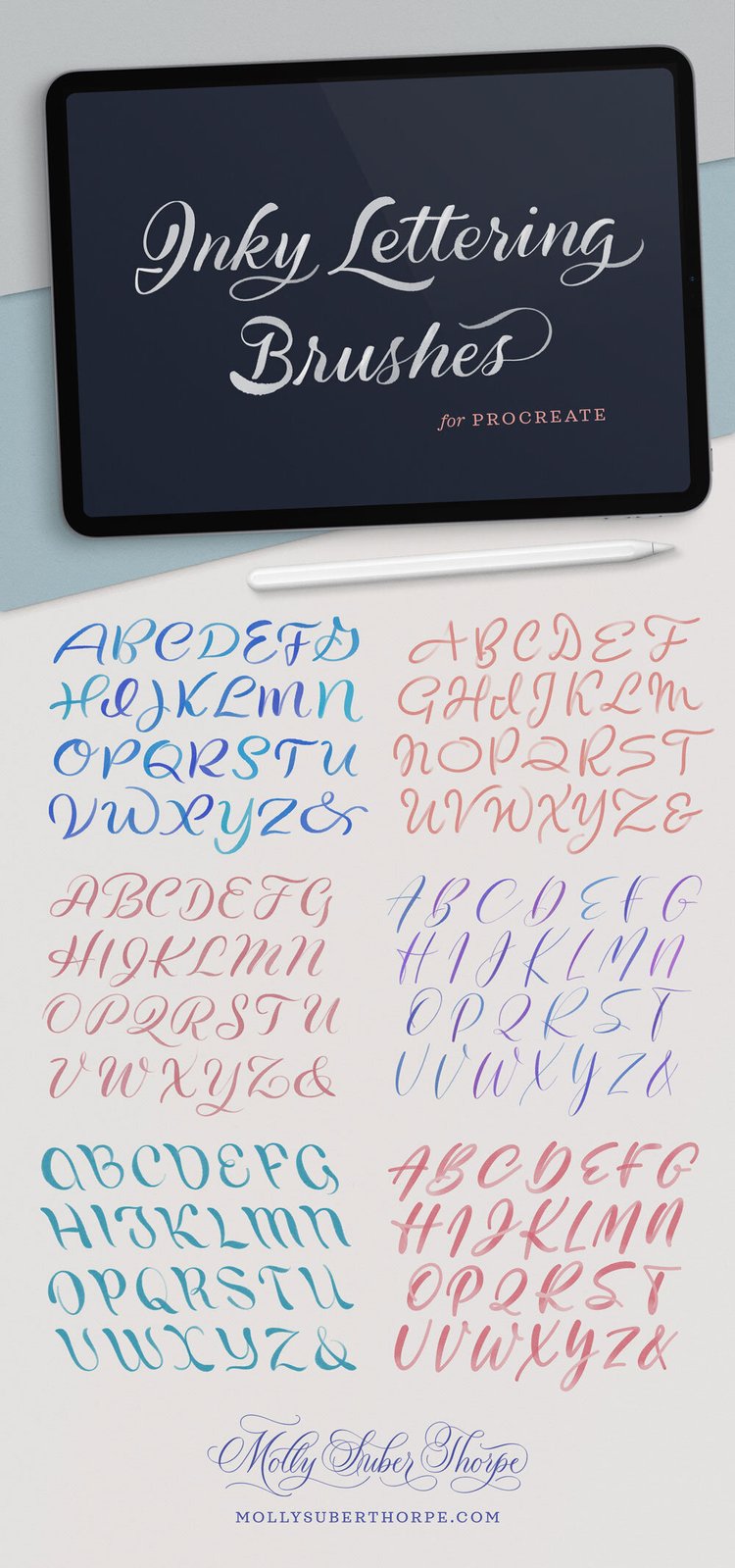 Inky Lettering Procreate Brush Pack | Molly Suber Thorpe