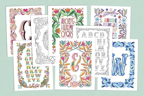 Decorative Alphabets: Coloring Book of Letters & Borders | Molly Suber ...