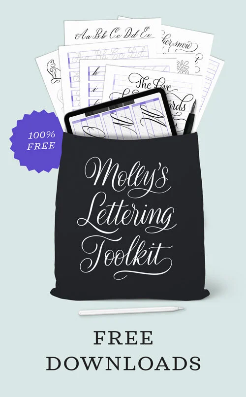 Free Calligraphy Practice Sheets: Everlasting Monoline Style | Molly ...