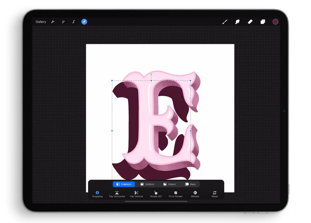 How to Draw a 3D Letter with Drop Shadow in Procreate | Molly Suber Thorpe