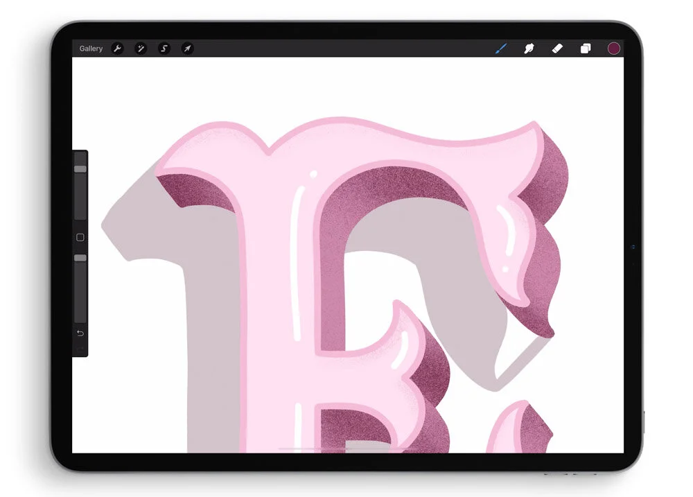 How to Draw a 3D Letter with Drop Shadow in Procreate | Molly Suber Thorpe