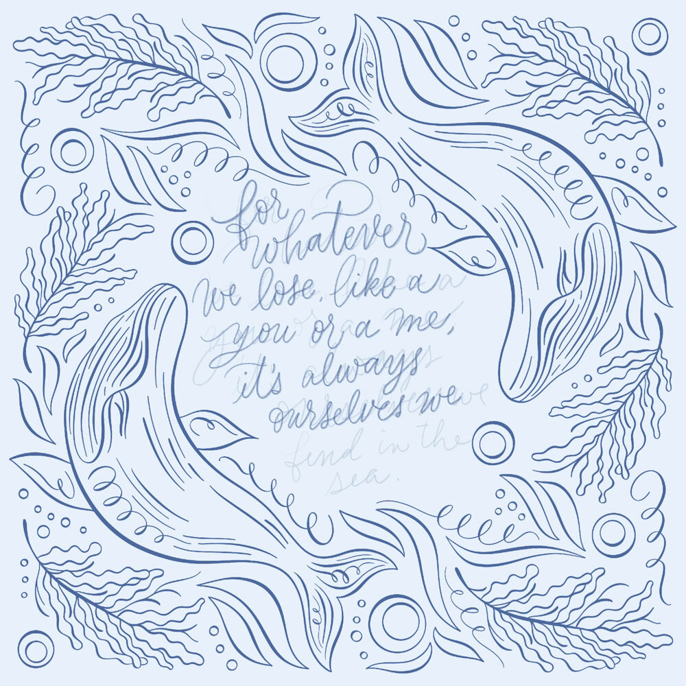 Calligraphy Whale Flourish Illustration