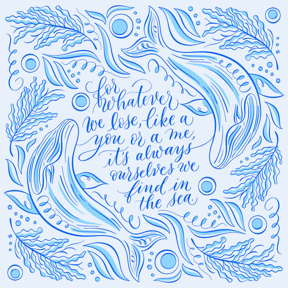 Calligraphy Whale Flourish Illustration