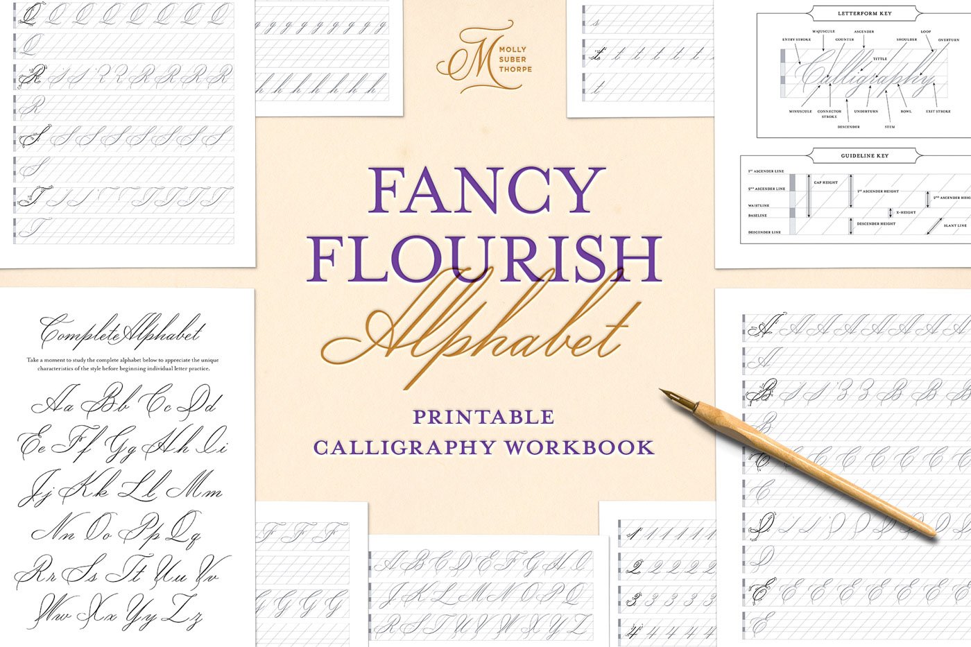 Fancy Calligraphy Alphabet Sheet Brush Calligraphy Worksheets For Fude