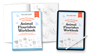 Animal Flourishes Workbook: 15 Calligraphy Flourish Illustrations to ...