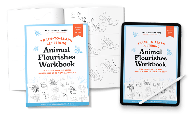Animal Flourishes Workbook: 15 Calligraphy Flourish Illustrations to Trace and Copy | Molly ...