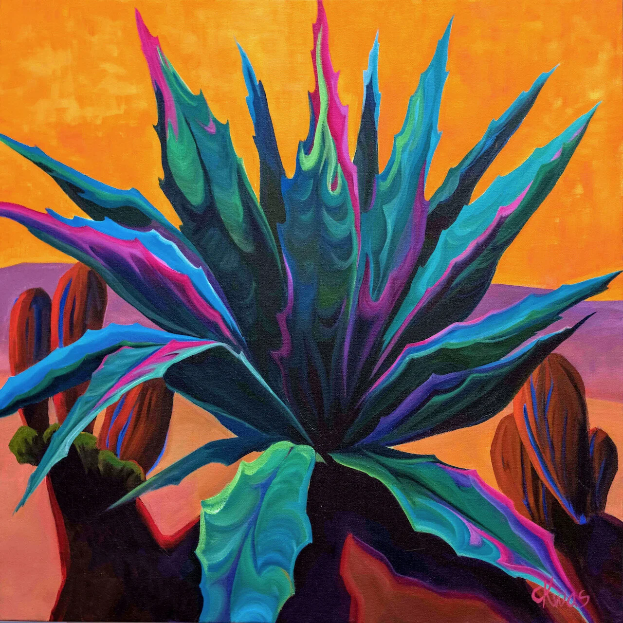 Blue Agave Plant Painting