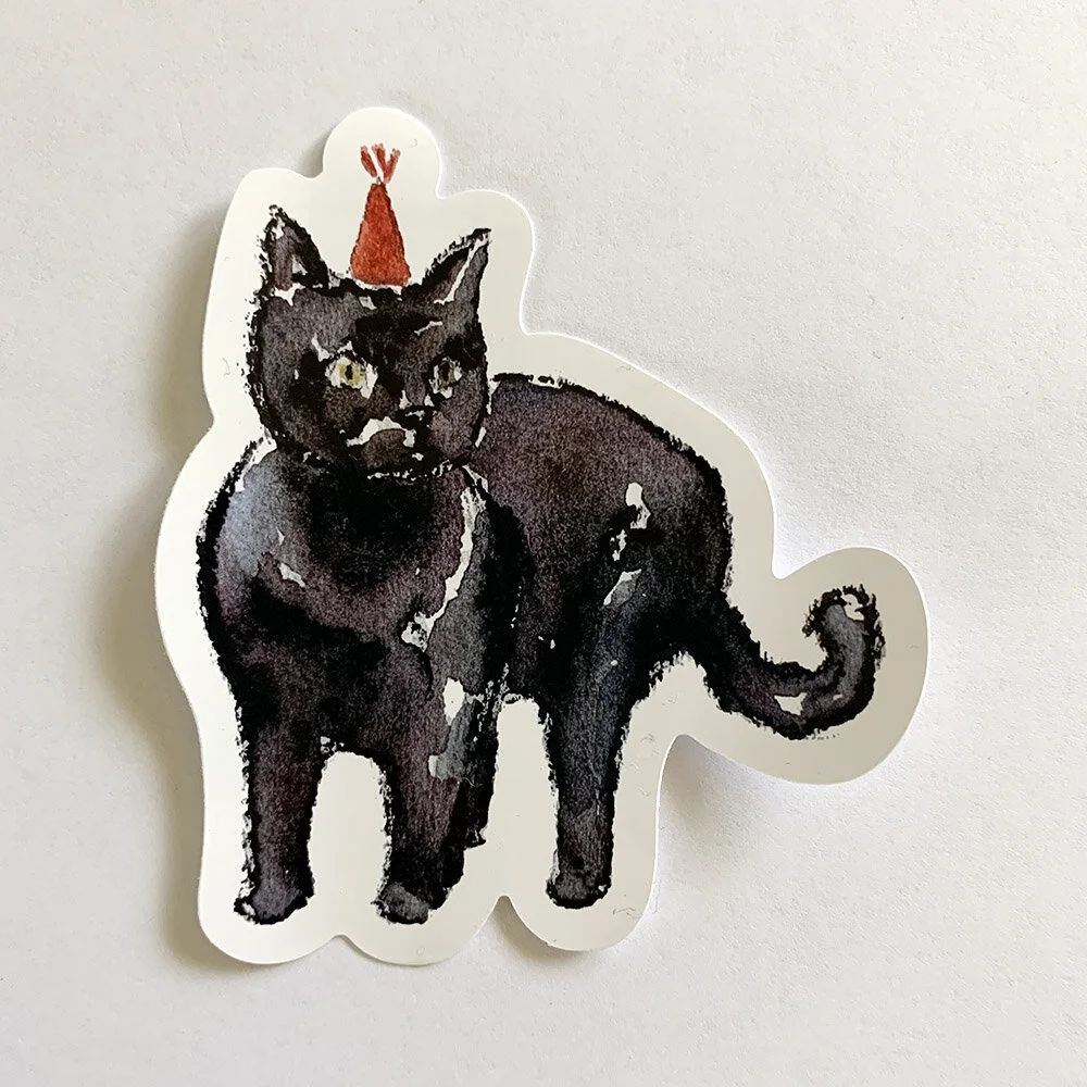 Black Cat Sticker — Gloria Ho Illustrations