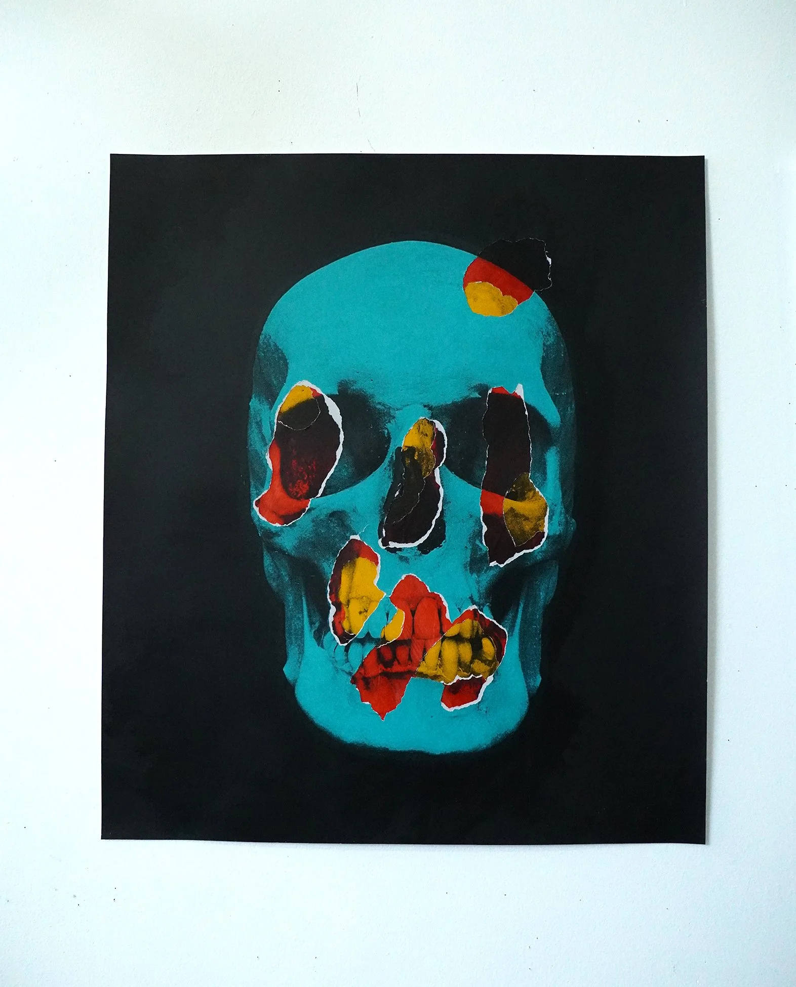 Turquoise Skull Decollage (signed) Framed 24.5" x 28" — AGENT GALLERY ...