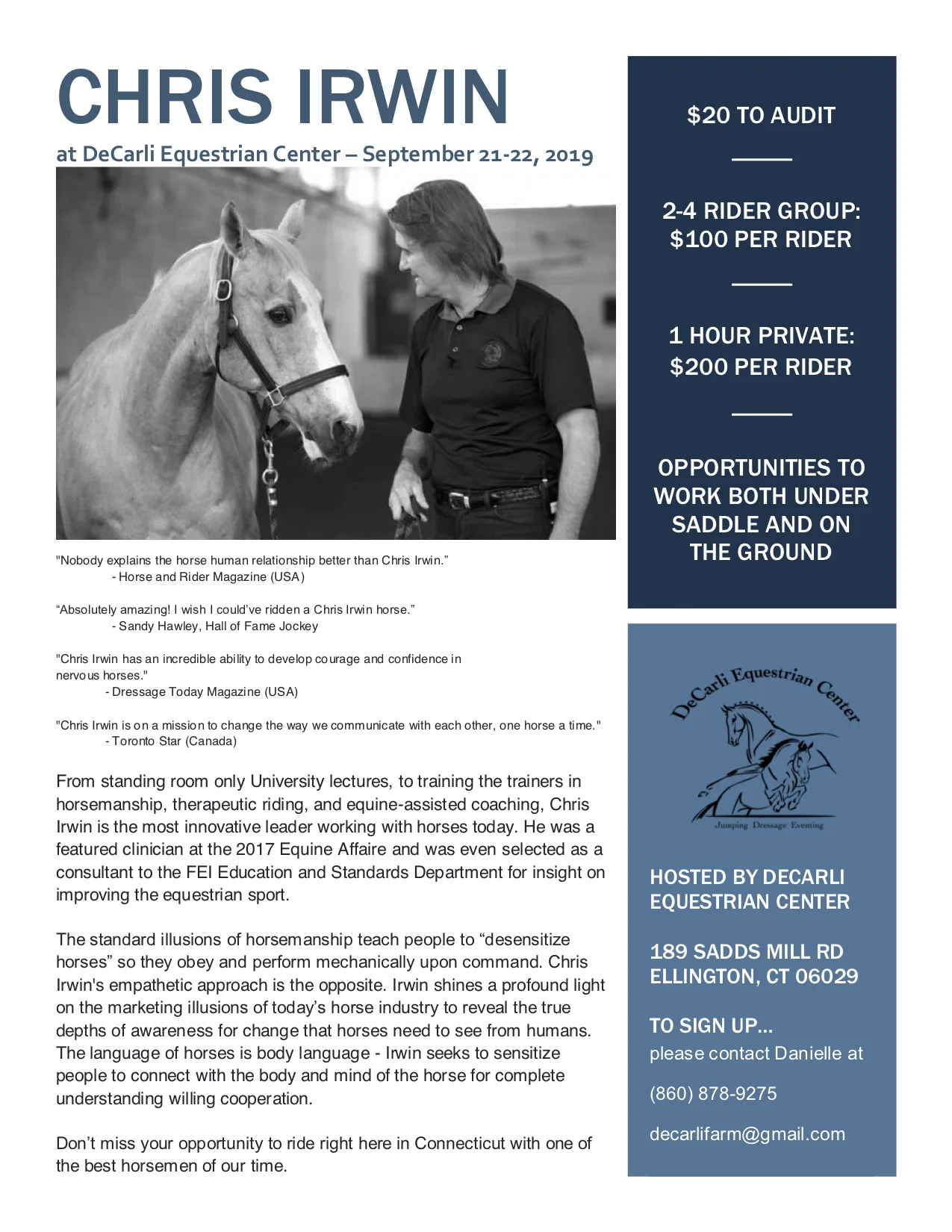 Clinics — DeCarli Equestrian Center