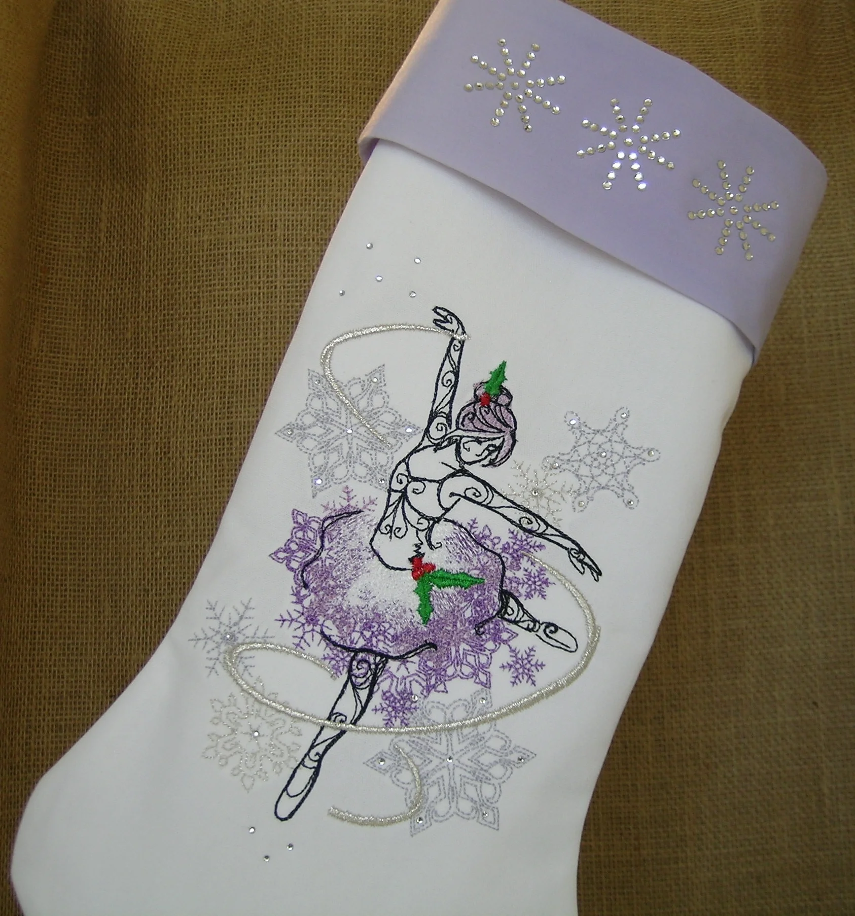 Sugar Plum Fairy Embroidered Christmas Stocking — debbiewendell.com