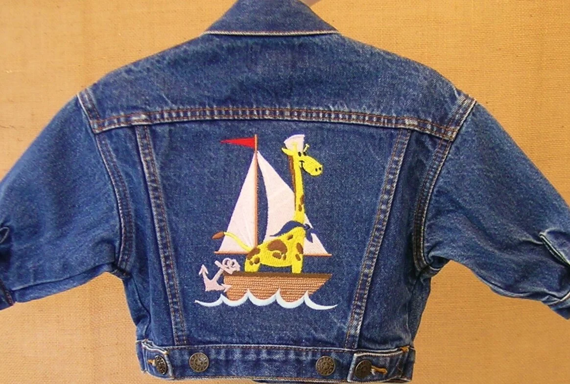 Embroidered Giraffe Baby Jean Jacket, One Of A Kind Denim Jacket ...