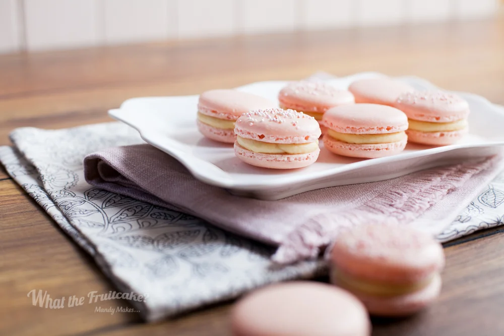 Strawberry Malt Macarons — What the Fruitcake?!