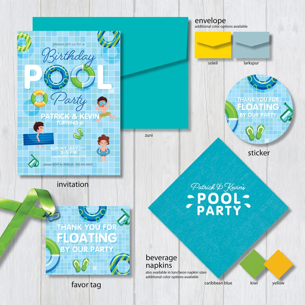 Pool Party Invitations Fill In