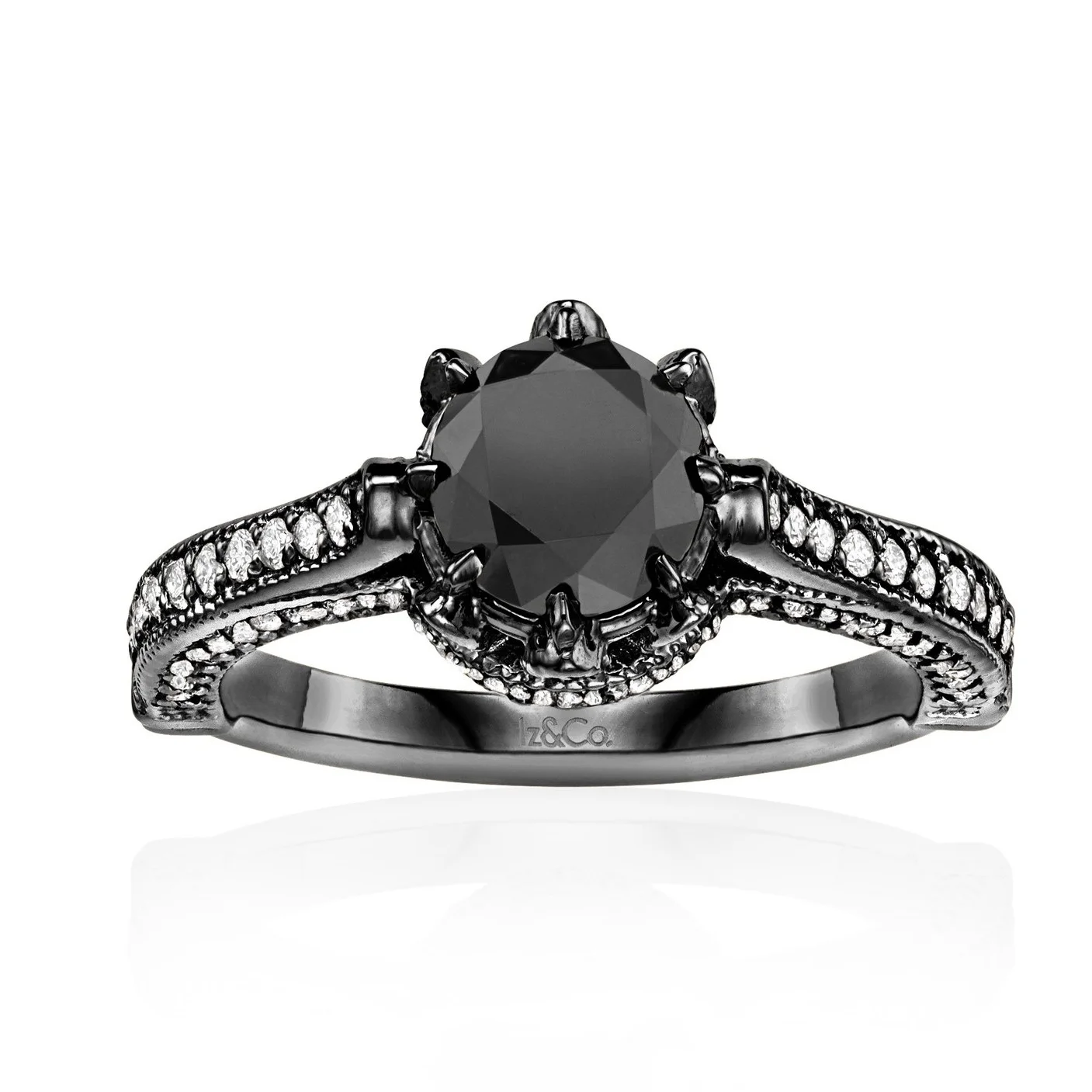 Flora Black & White Diamond Ring — Iz&Co.