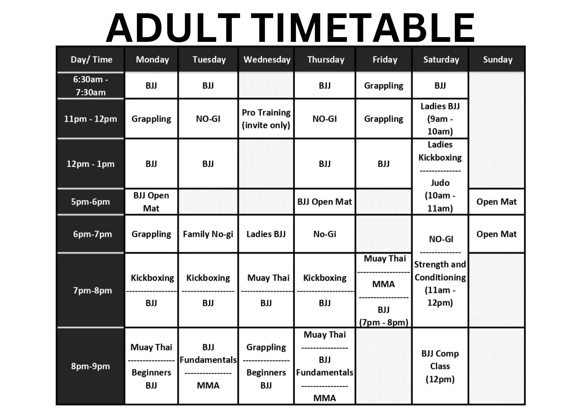 DFC Timetable DFC Timetable
