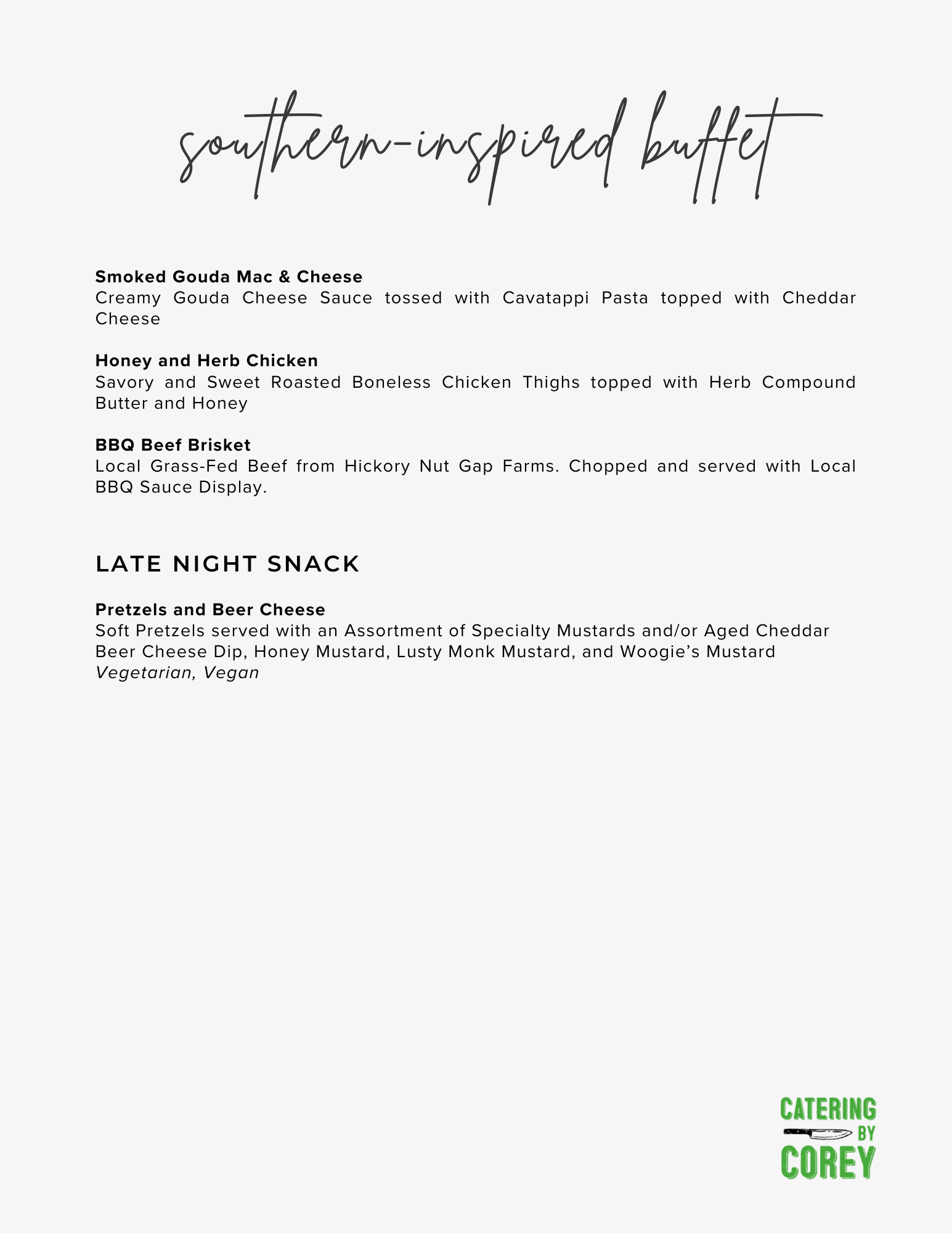 Asheville Wedding Caterer — Catering by Corey