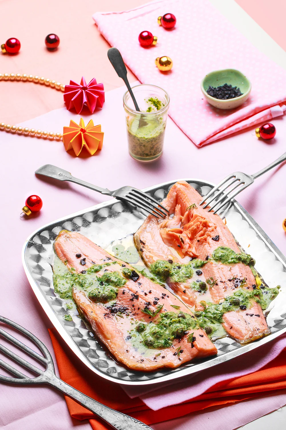 GRILLED RAINBOW TROUT WITH WATERCRESS, CAPER DRESSING — C l e - a n n
