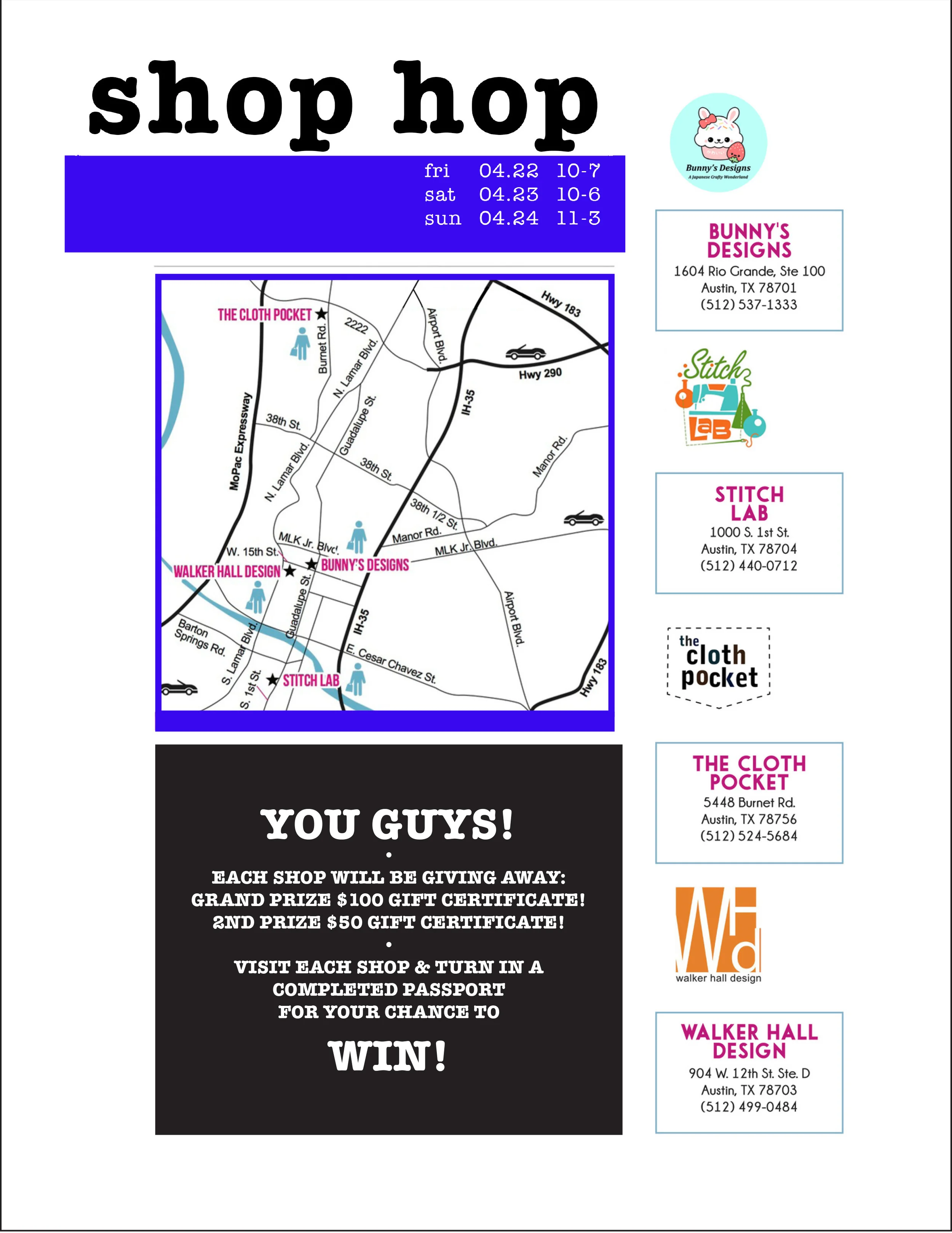 Map + Passport — Austin Shop Hop