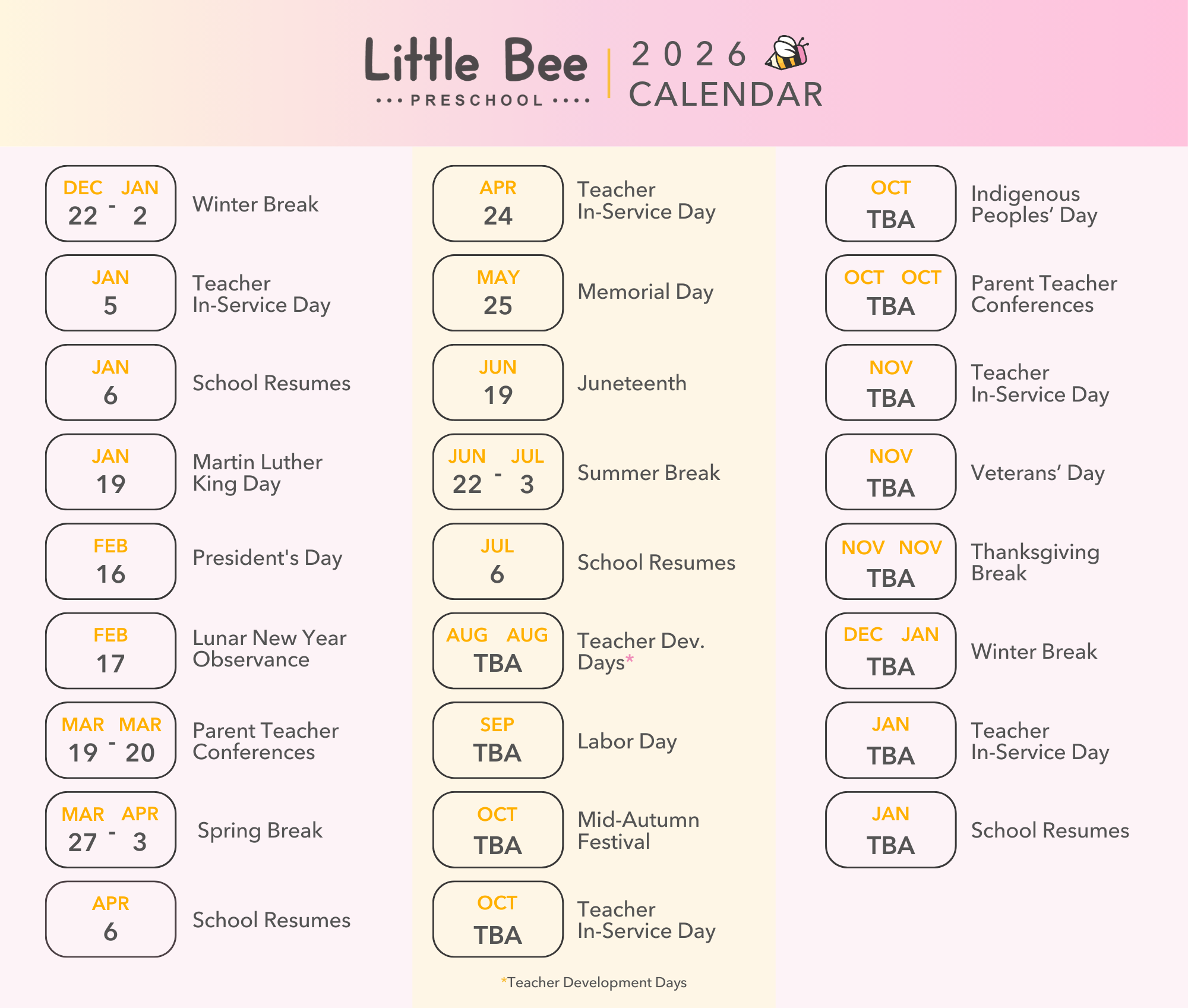 Parent Resources - Little Bee Preschool