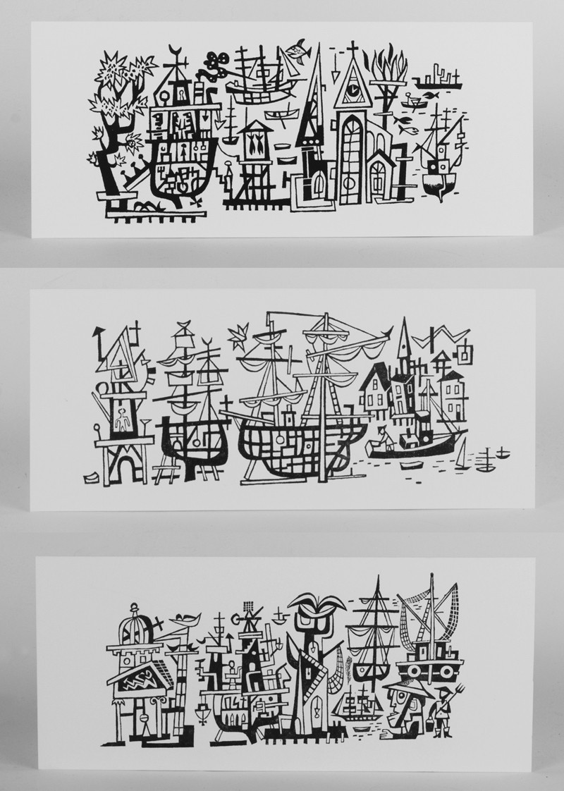 HARBOR SHIPS 3 Mini Prints by Jim Flora — Pioneer House