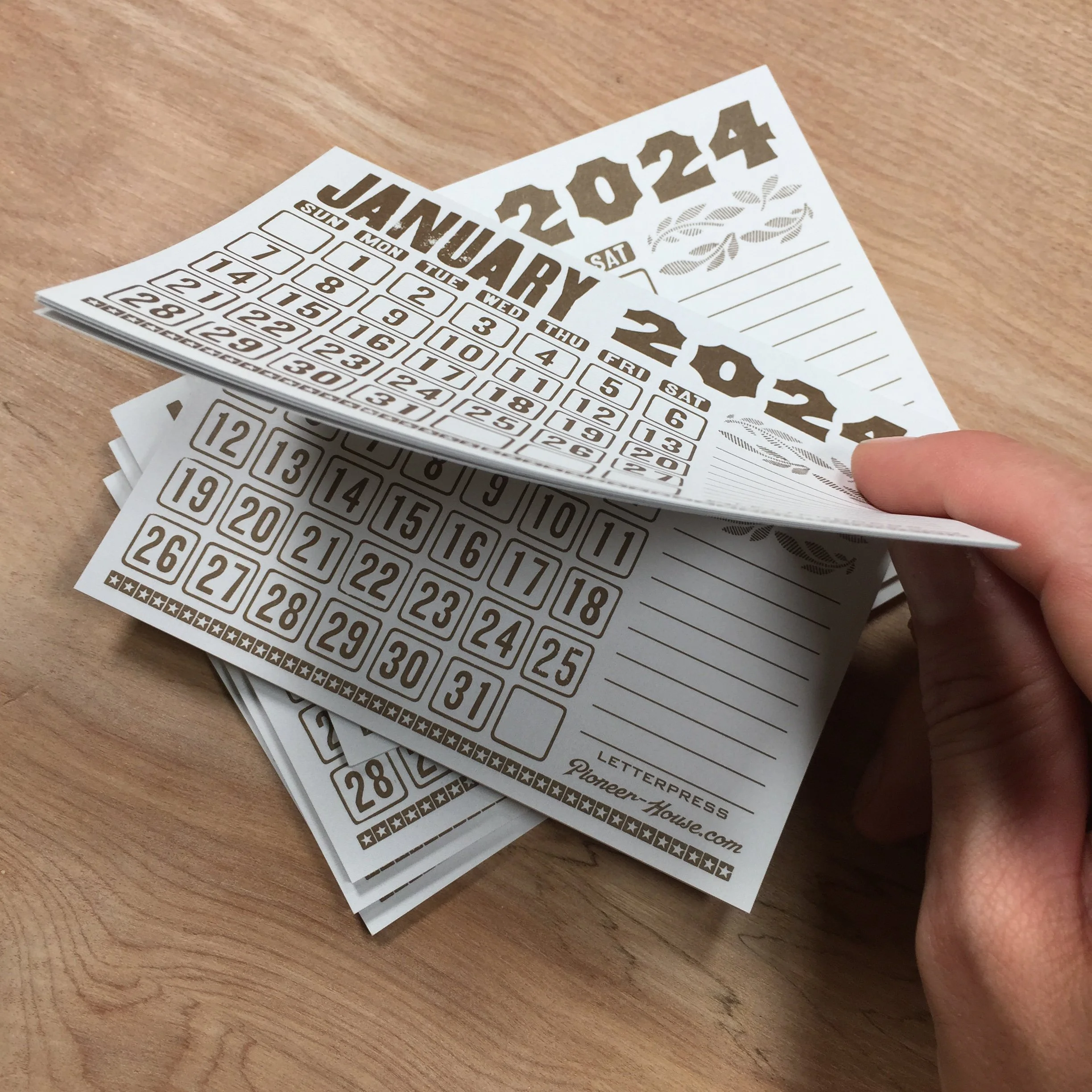 Five MINI 2024 CALENDAR PADS — Pioneer House