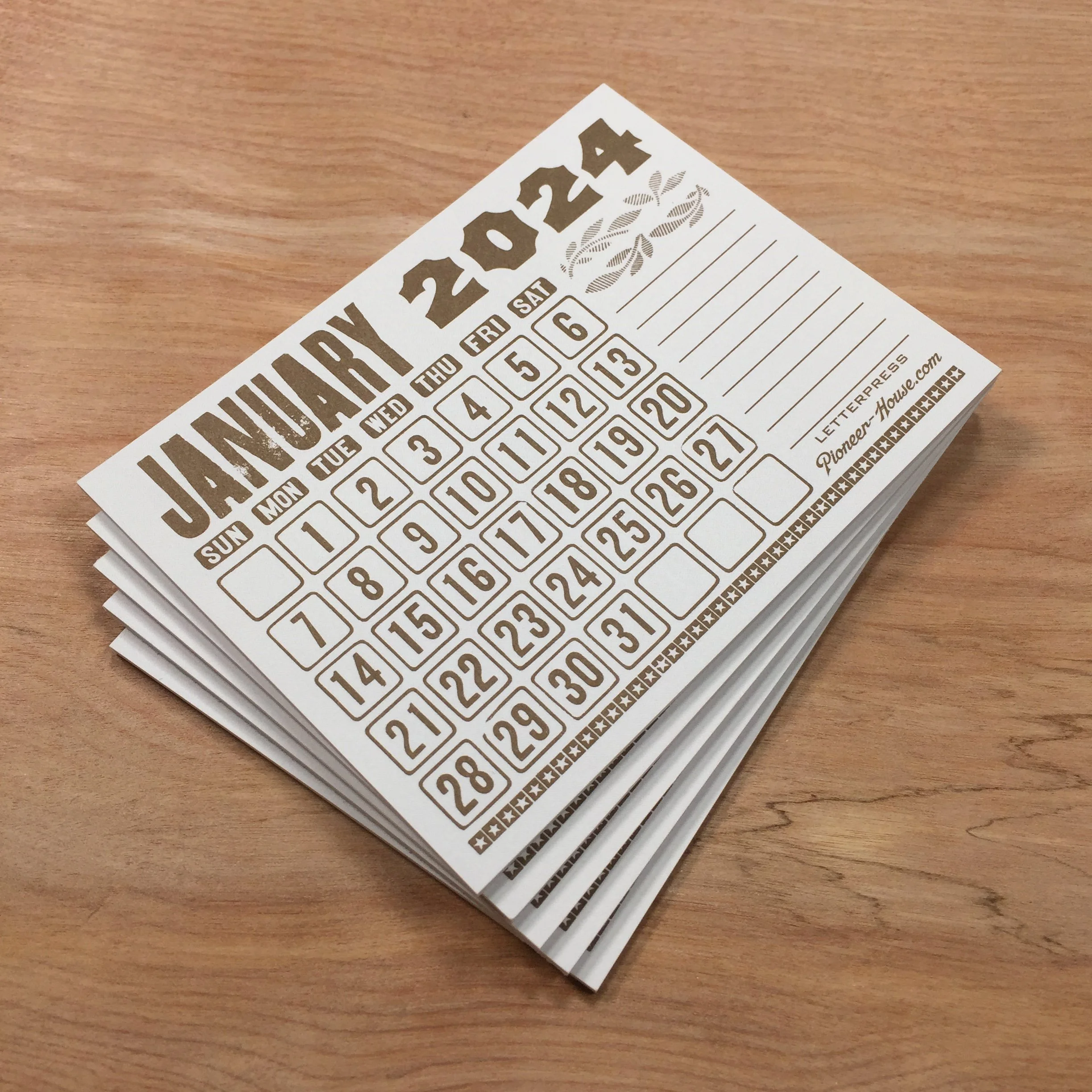 Five MINI 2024 CALENDAR PADS — Pioneer House