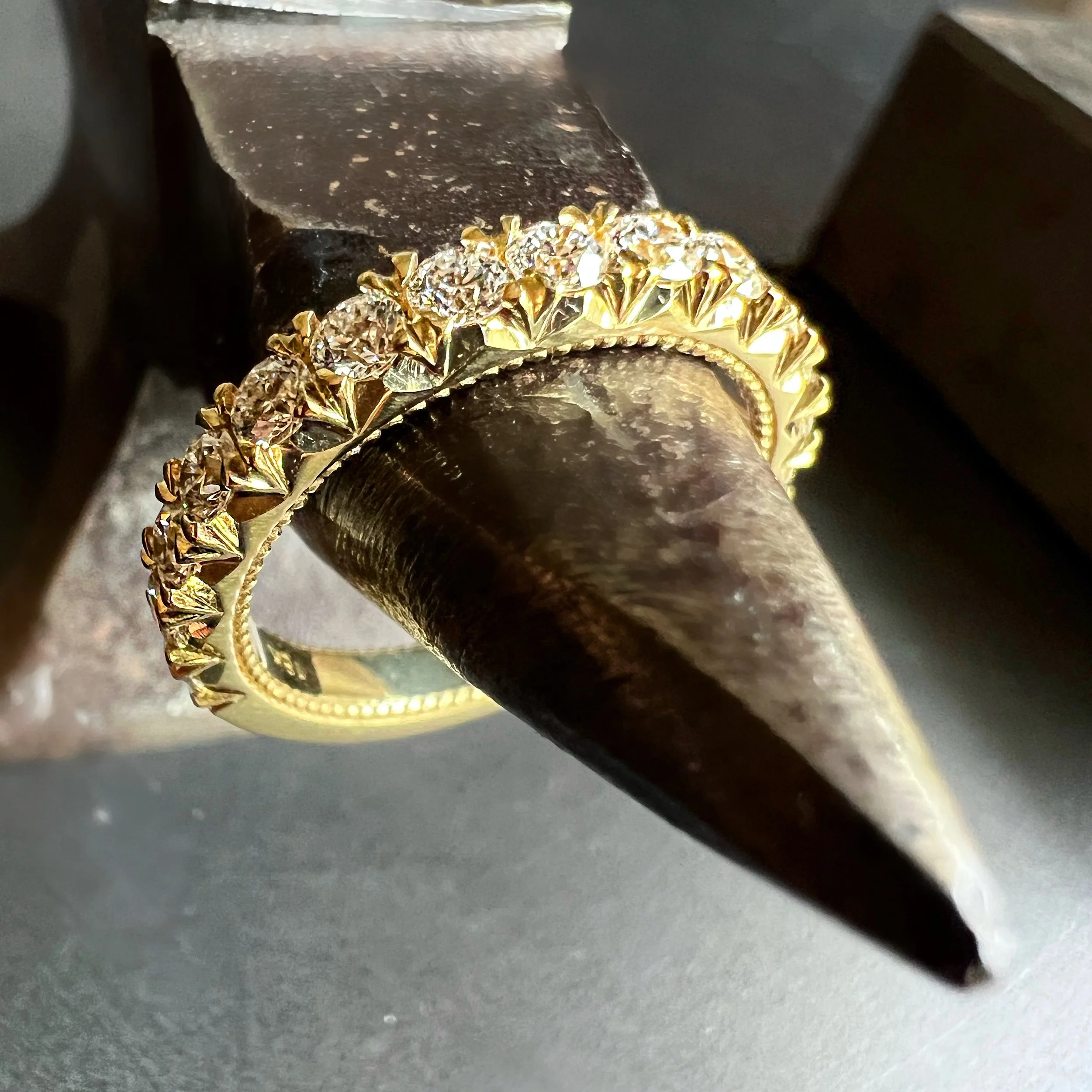 Canadian Mined Diamond & 18k Gold Fishtail Band — Quercus Raleigh ...