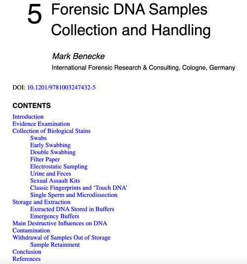 Forensic DNA Samples: Collection and Handling — Dr. Mark Benecke