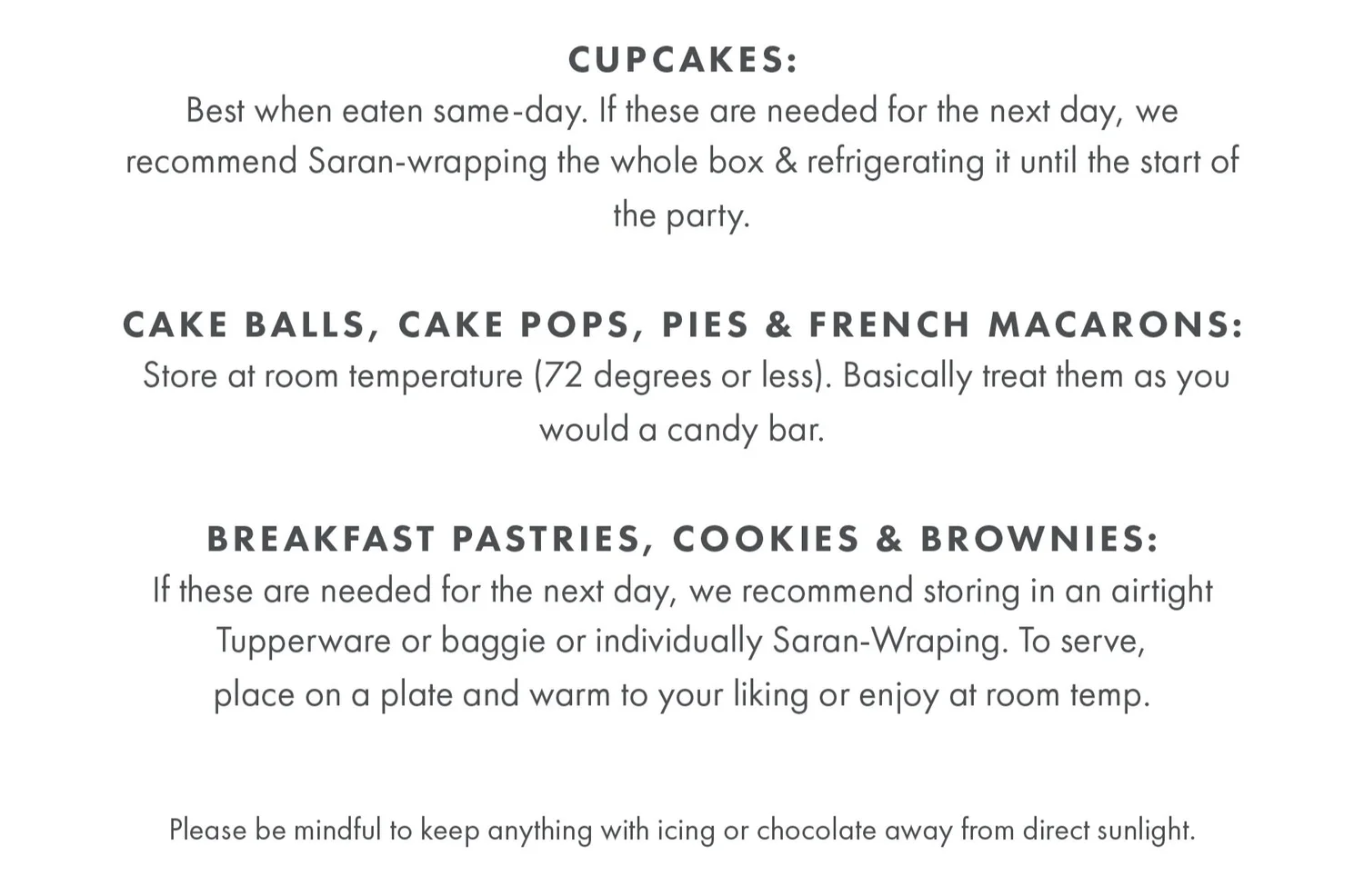 Sugar Bee Sweets Bakery | Thank you for your Order | How to Care for ...