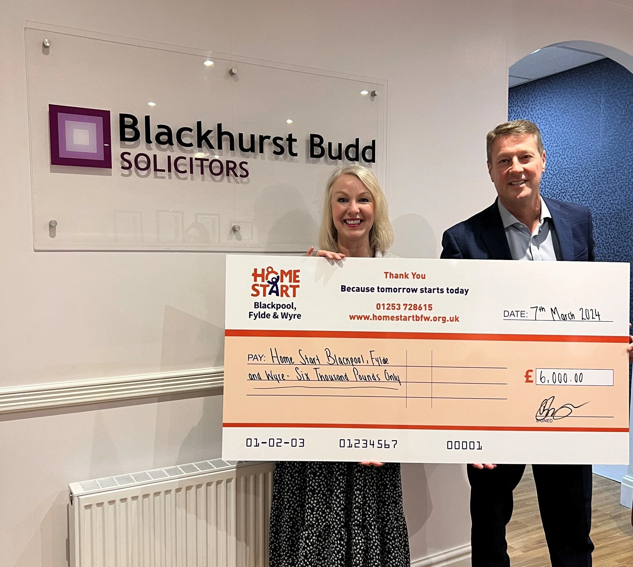 Blackhurst Budd Donate £6K to Homestart Blackpool, Fylde & Wyre ...