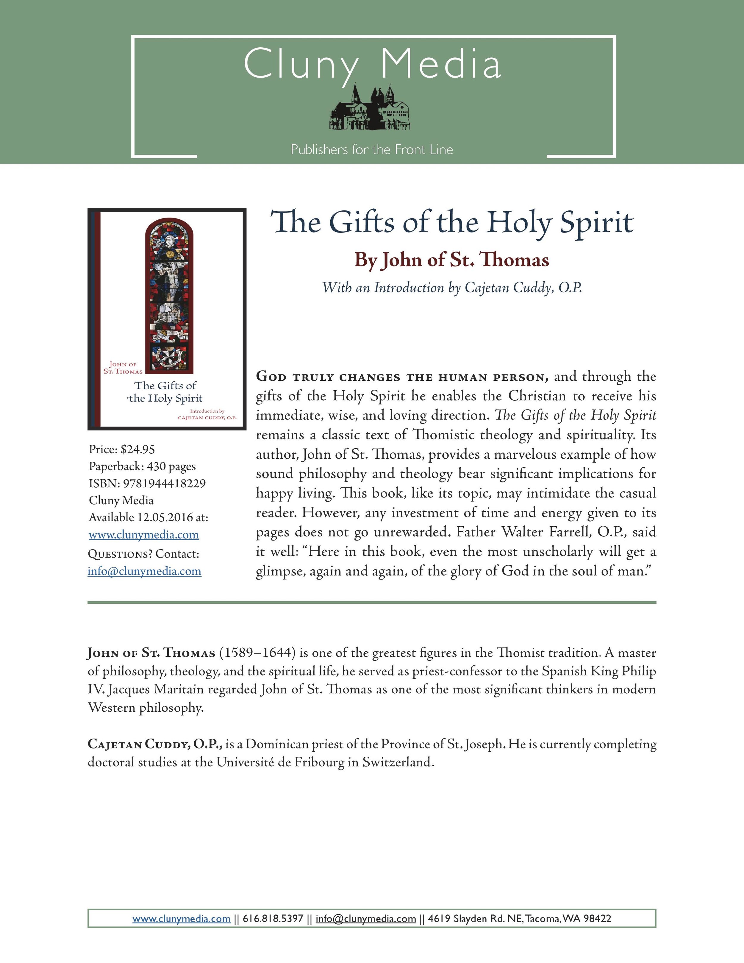 New Book: John of St. Thomas' The Gifts of the Holy Spirit — Thomistica