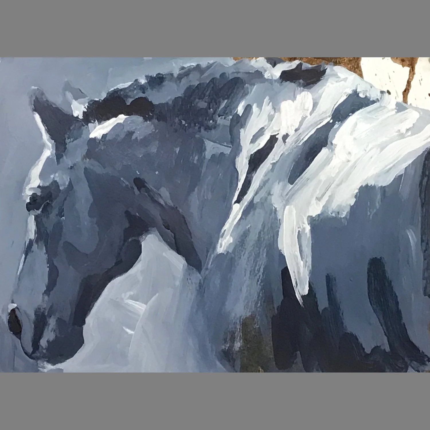 Abstract Horse Paintings Black And White