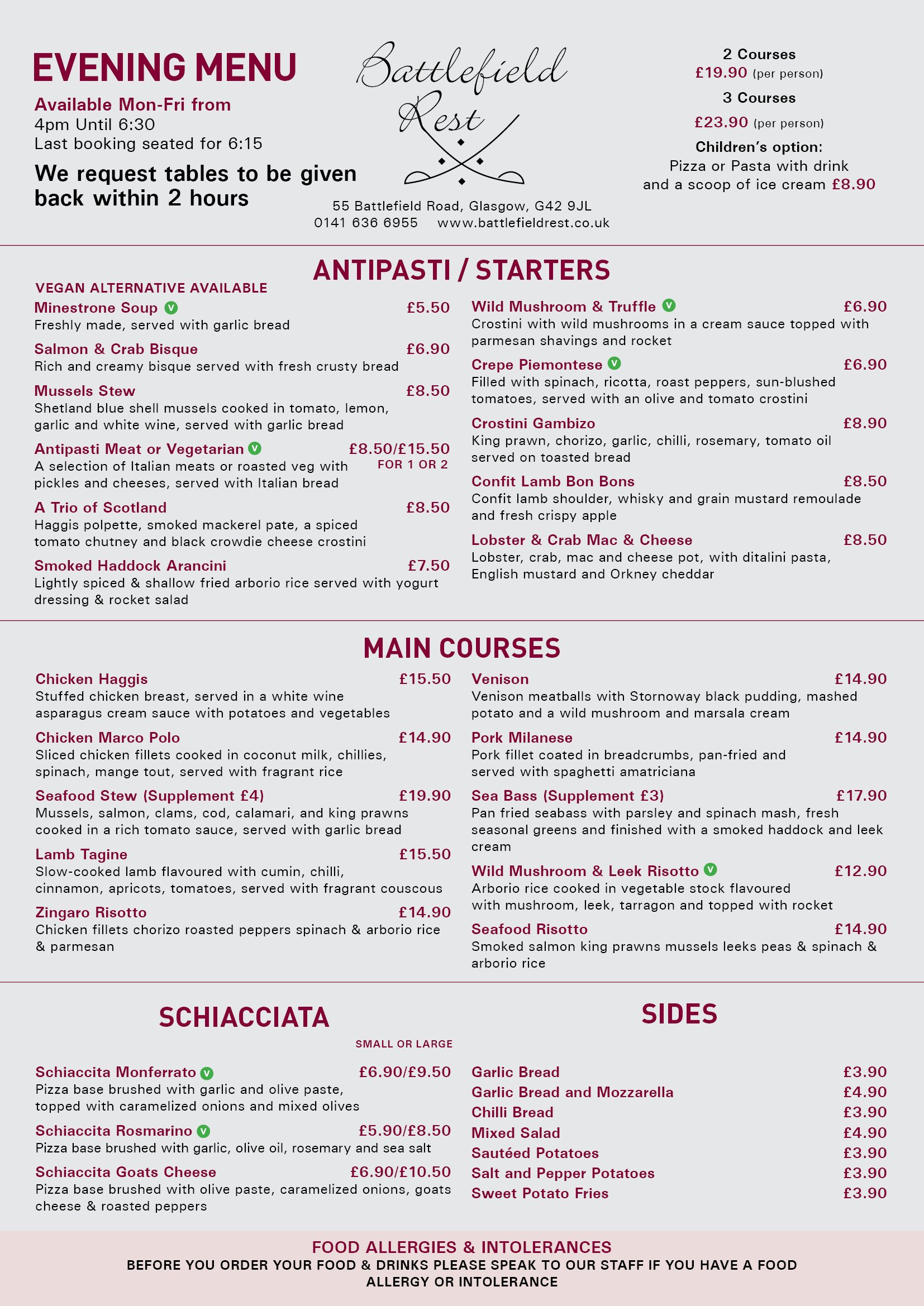 Menu — Battlefield Rest