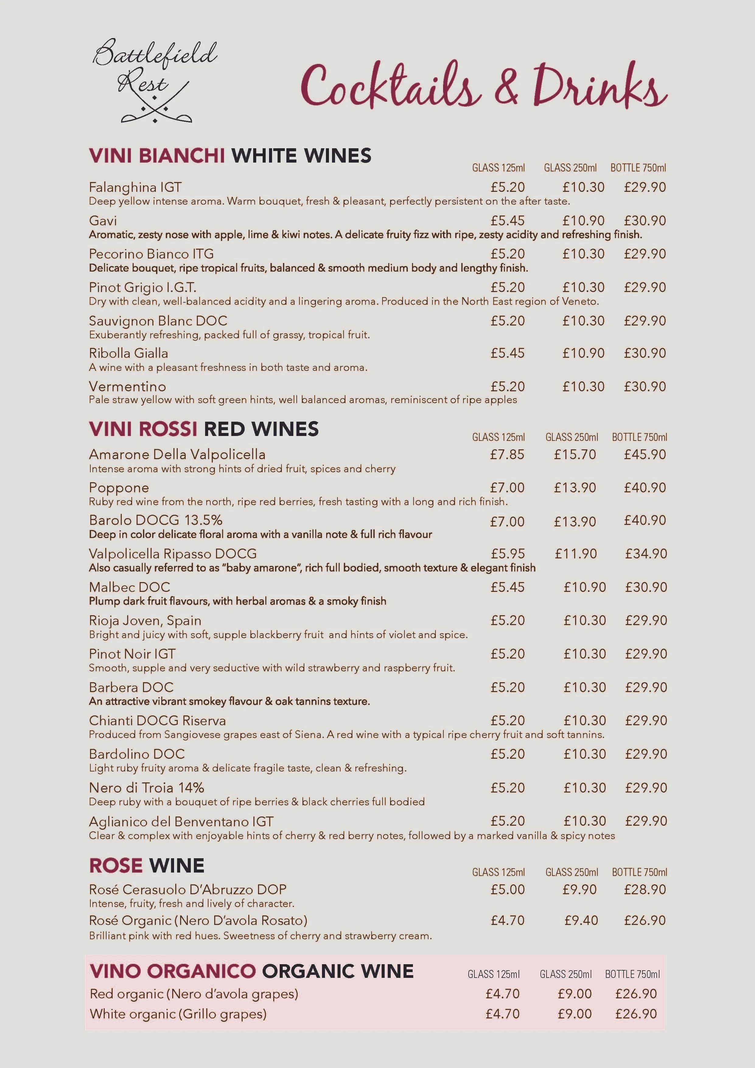 Menu — Battlefield Rest