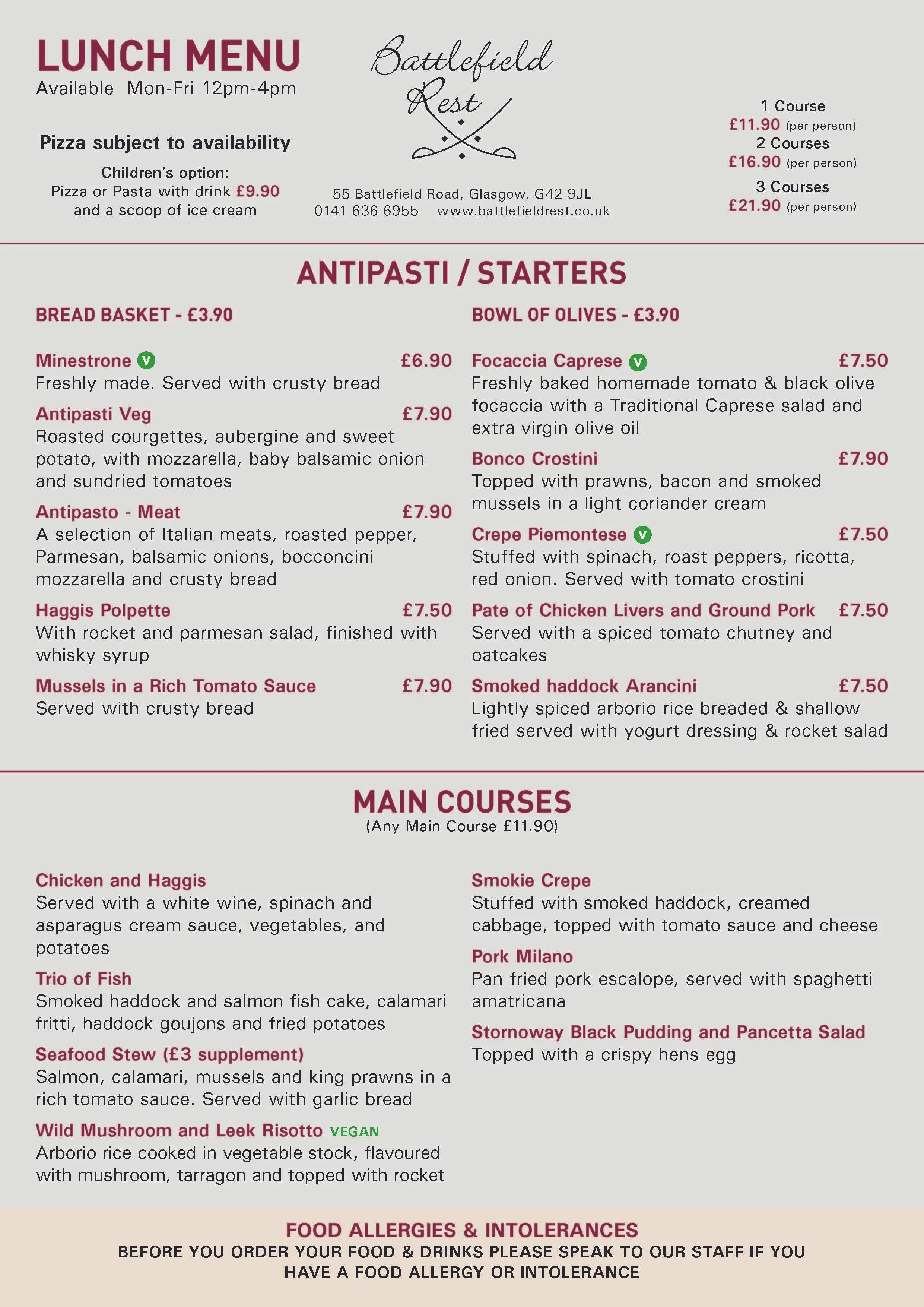 Menu — Battlefield Rest