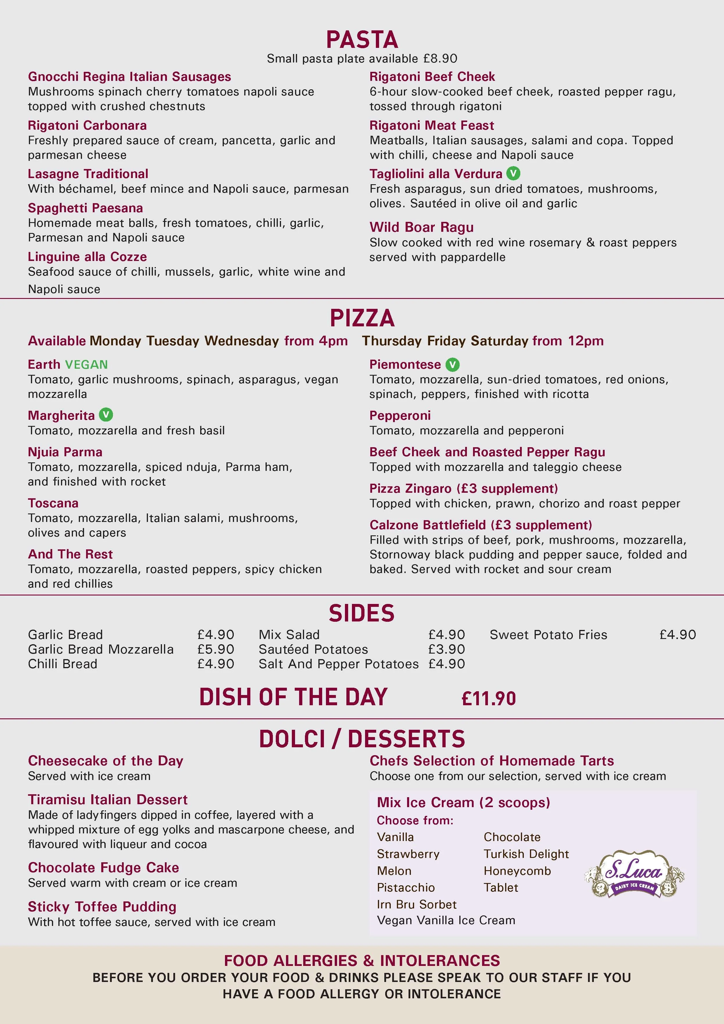 Menu — Battlefield Rest