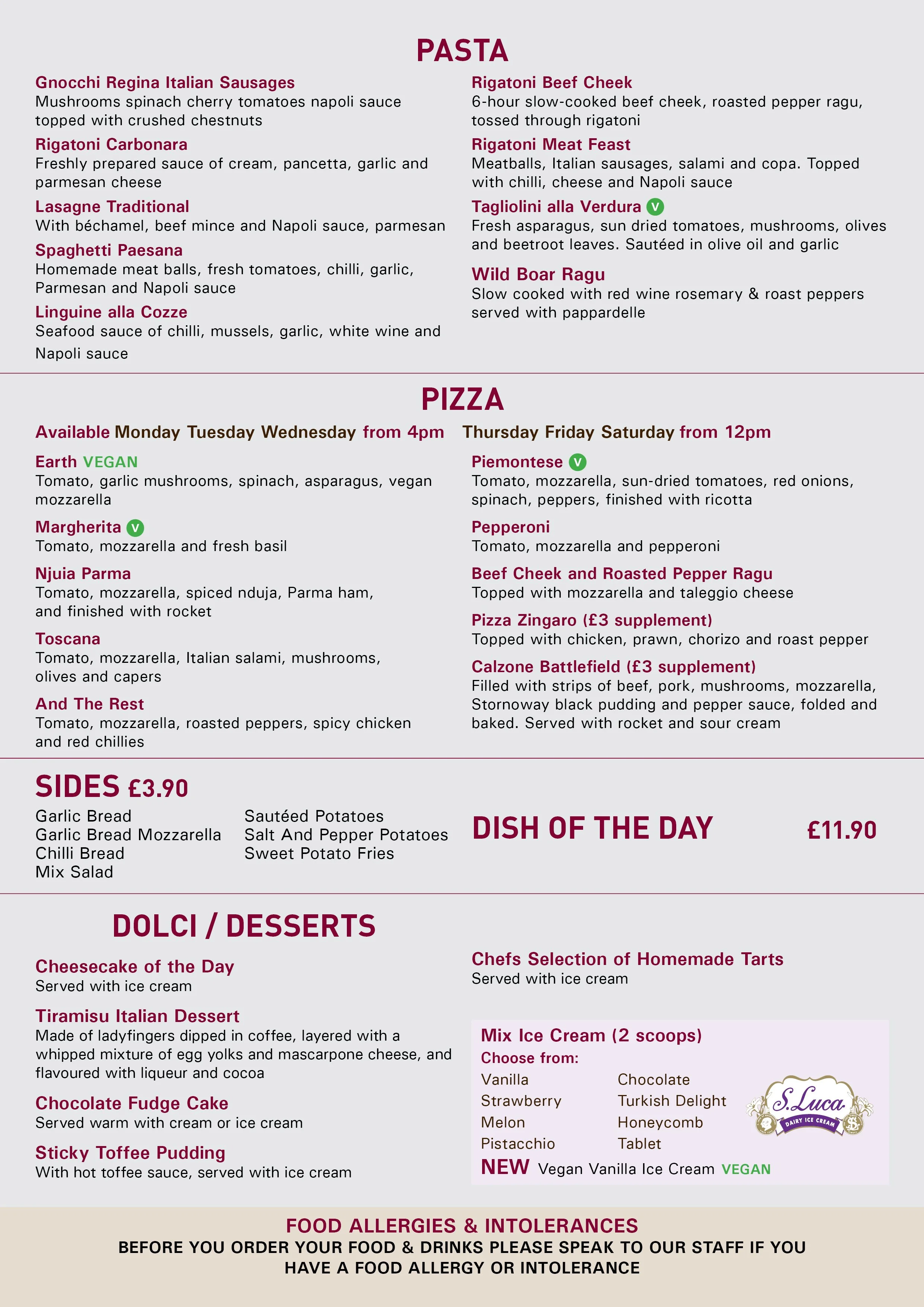 Menu — Battlefield Rest