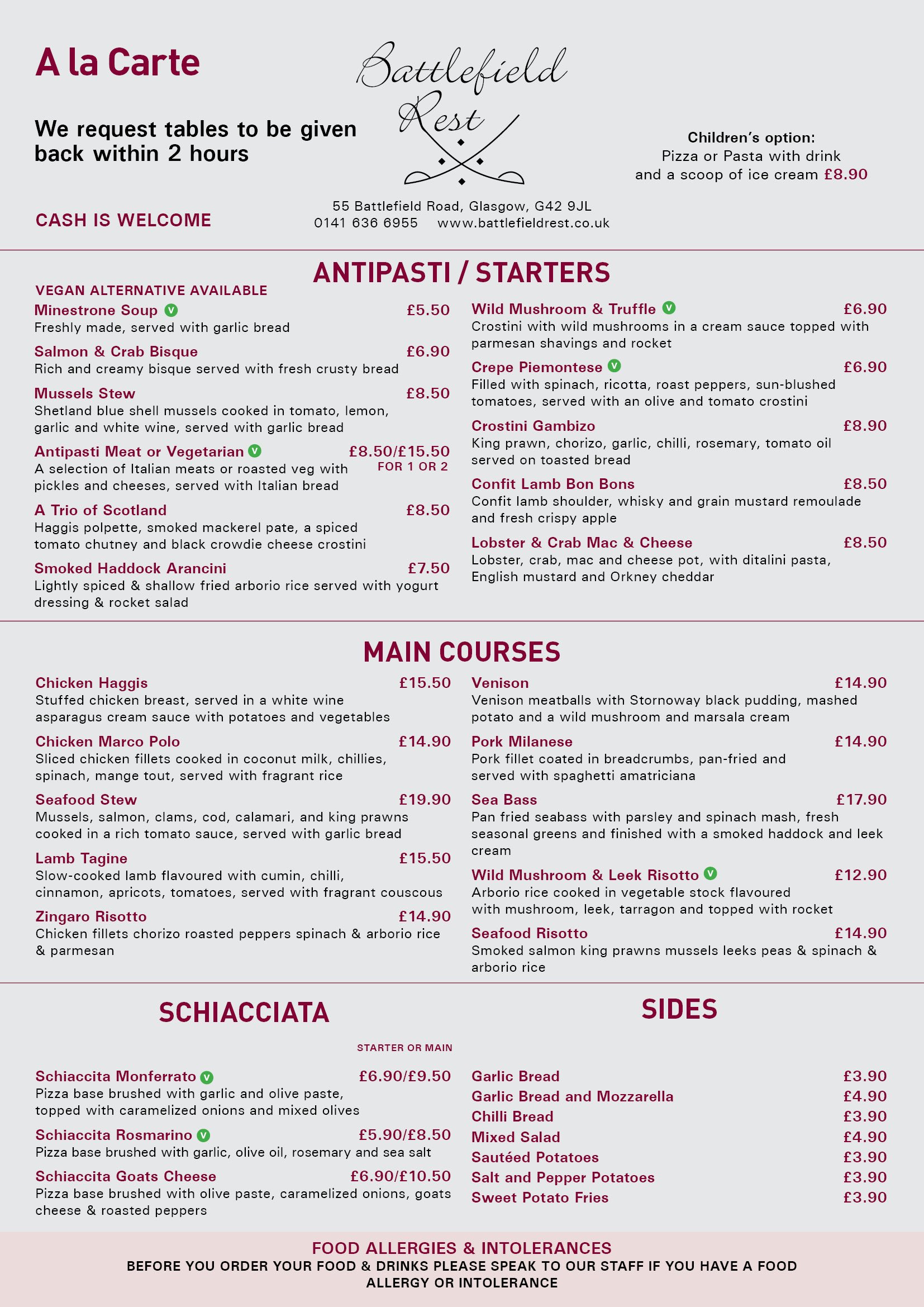 Menu — Battlefield Rest
